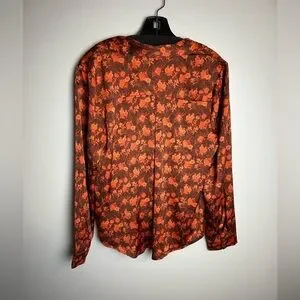 Endless Rose | Tops | Endless Rose Floral Orange Womens Top Satin Long ...